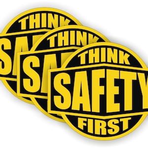 3-pack Think SAFETY FIRST Hard Hat Stickers | Vinyl Safety Helmet ...
