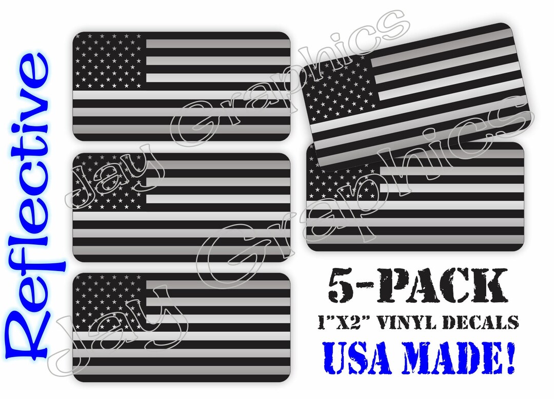 5-pack Reflective Black Ops American Flags Hard Hat Stickers ...