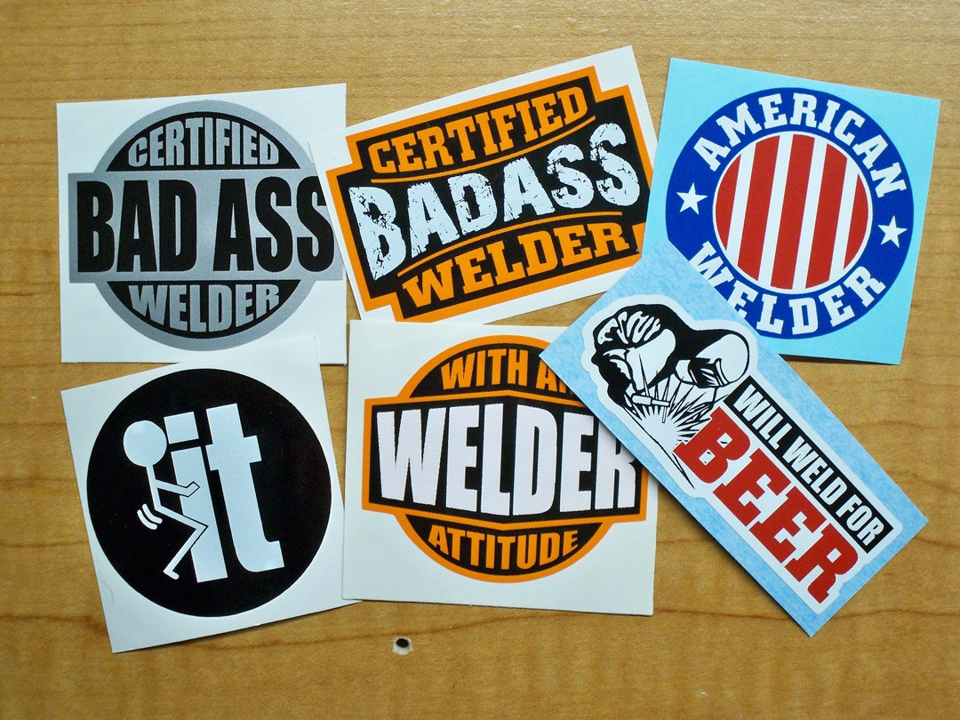 6-pack Funny Bad Ass Welding Helmet Hard Hat Stickers | Decals Hardhats ...