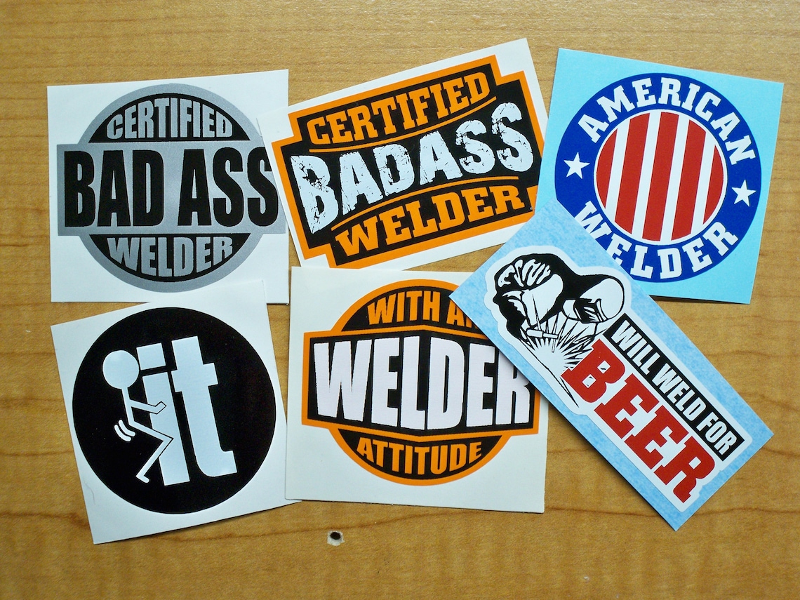 6-pack Funny Bad Ass Welding Helmet Hard Hat Stickers Decals - Etsy