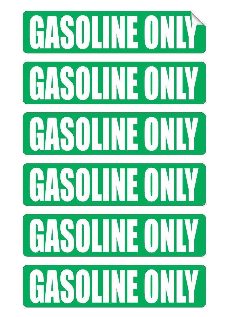 6-pack GASOLINE ONLY Vinyl Stickers Decals Labels Many | Etsy