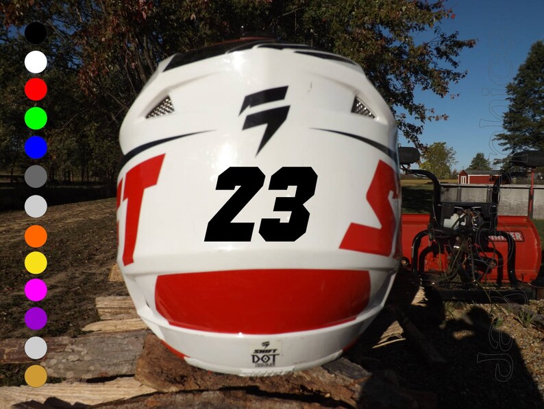 Pair 2 Custom Helmet Number Stickers Personalized | Etsy