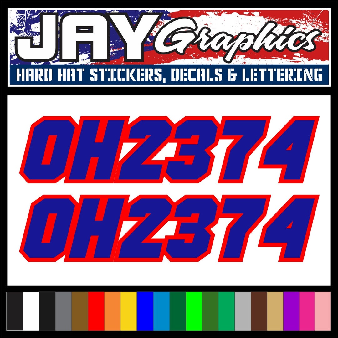 Set of 2, Custom Printed 2-inch SNOWMOBILE Registration Numbers With ...