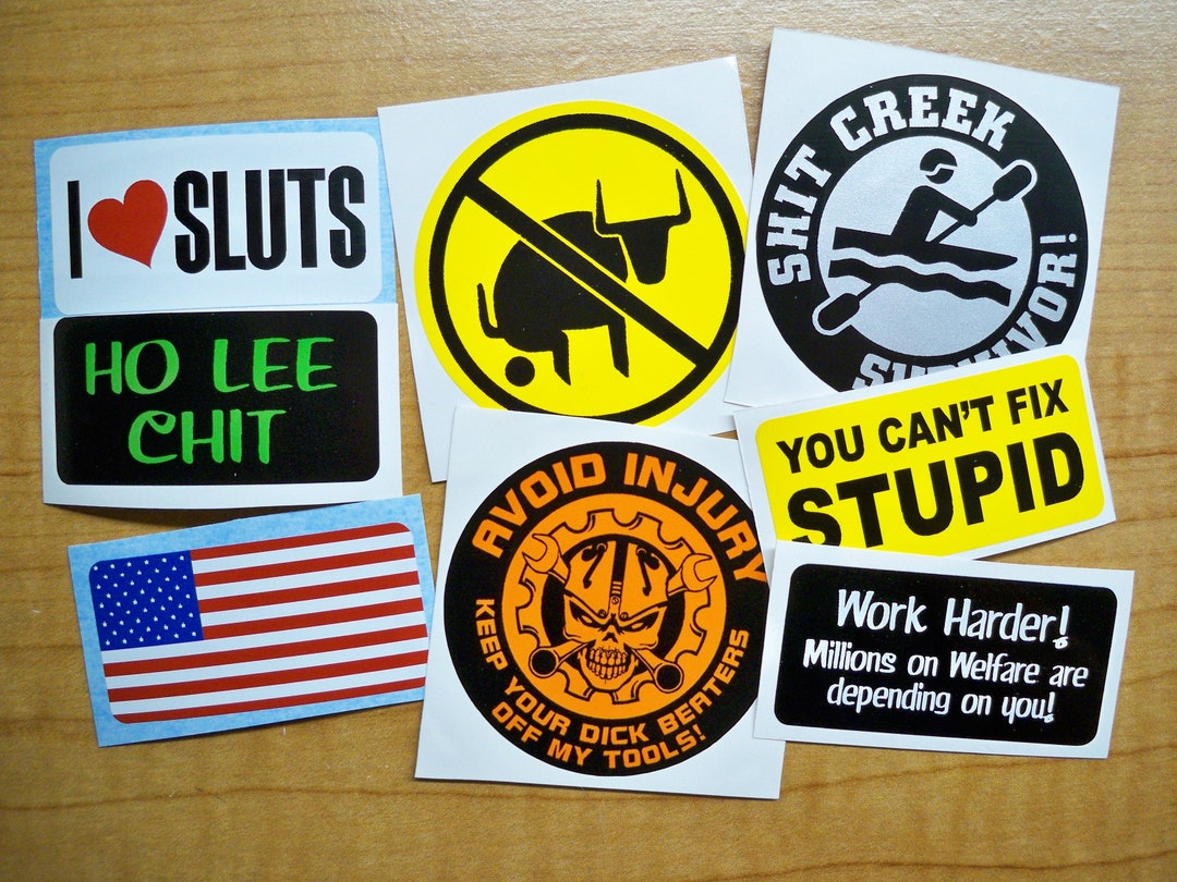 8-pack Vinyl Hard Hat Stickers | Funny Construction Helmet Decals ...