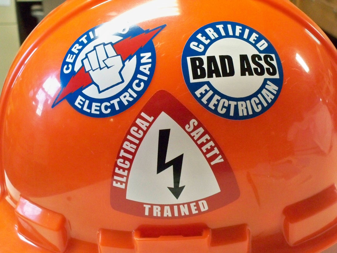 3 Hard Hat Stickers Certified Bad Ass Electrician Electrical - Etsy