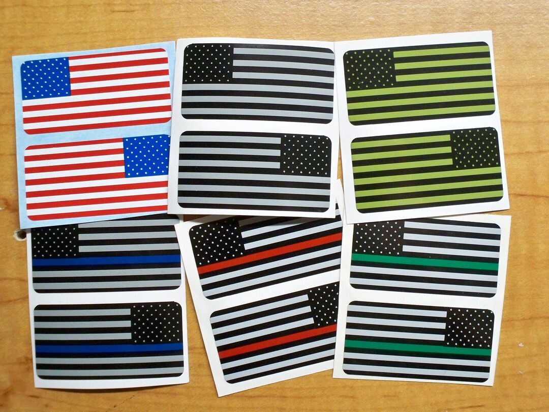 6-pack Funny Hard Hat Stickers | American USA Flags (RH&LH) as Shown ...