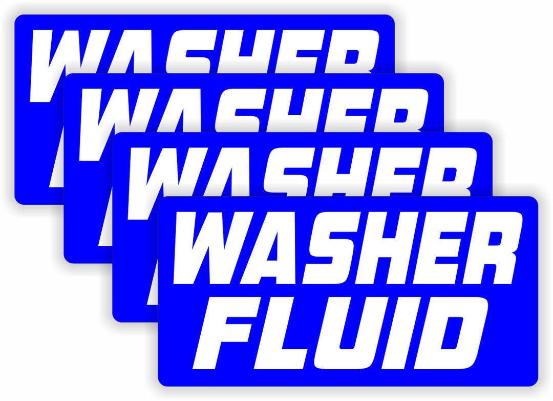 4 Pack - 2x4-inch Washer Fluid Weatherproof Vinyl Stickers Decals ...