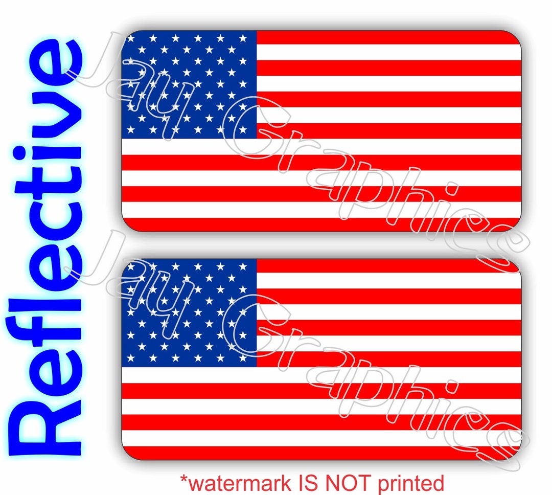 Pair - REFLECTIVE American Flag Hard Hat Stickers | Motorcycle Helmet ...