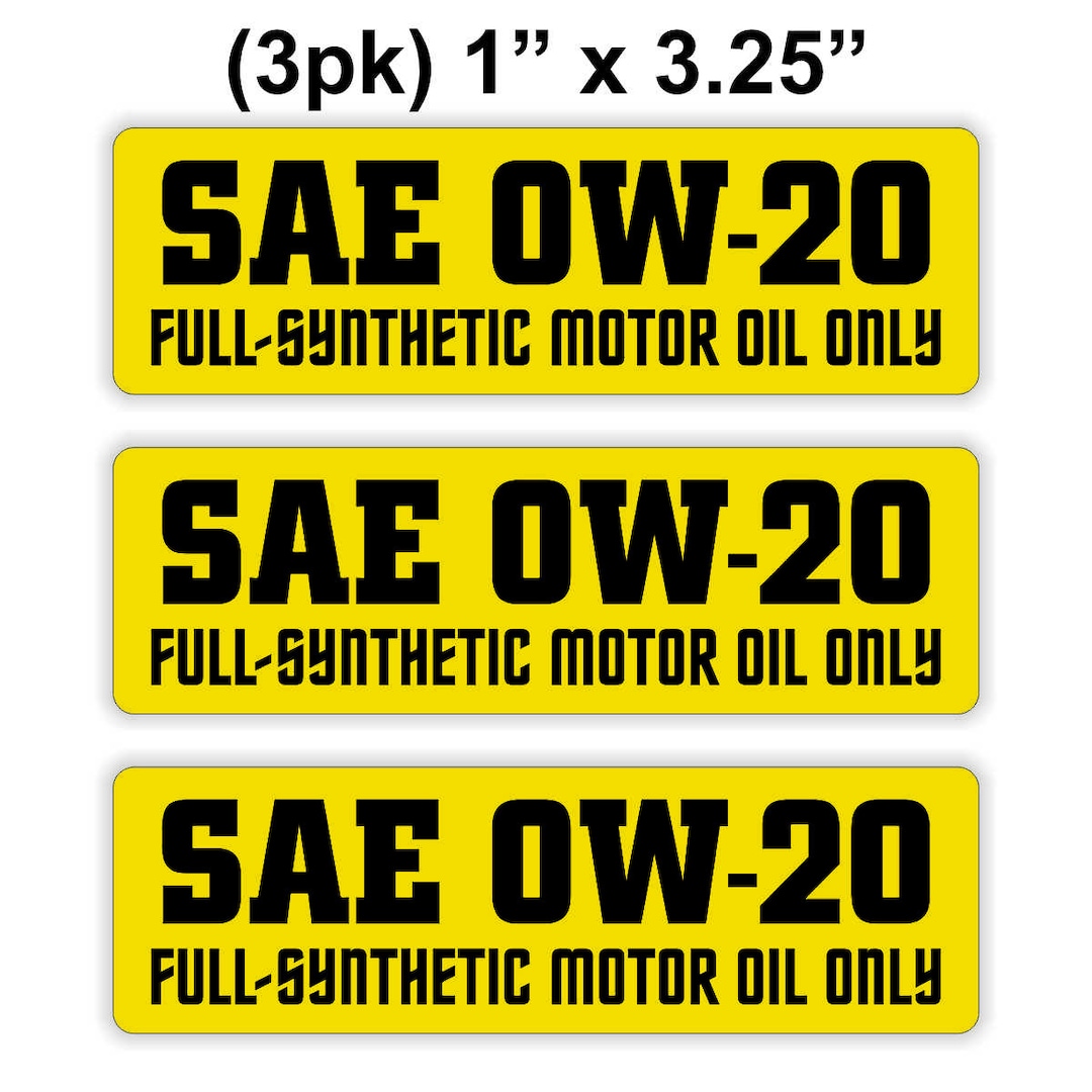 3-pack SAE 0W-20 Oil Viscosity Vinyl Stickers / Decals / Labels Full ...
