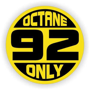 87 89 91 92 93 94 100 OCTANE ONLY Round Vinyl Sticker | Many Octanes ...