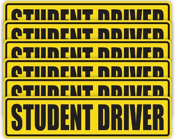 6 pack STUDENT DRIVER Vinyl Bumper Stickers Car Truck Safety Teen ...