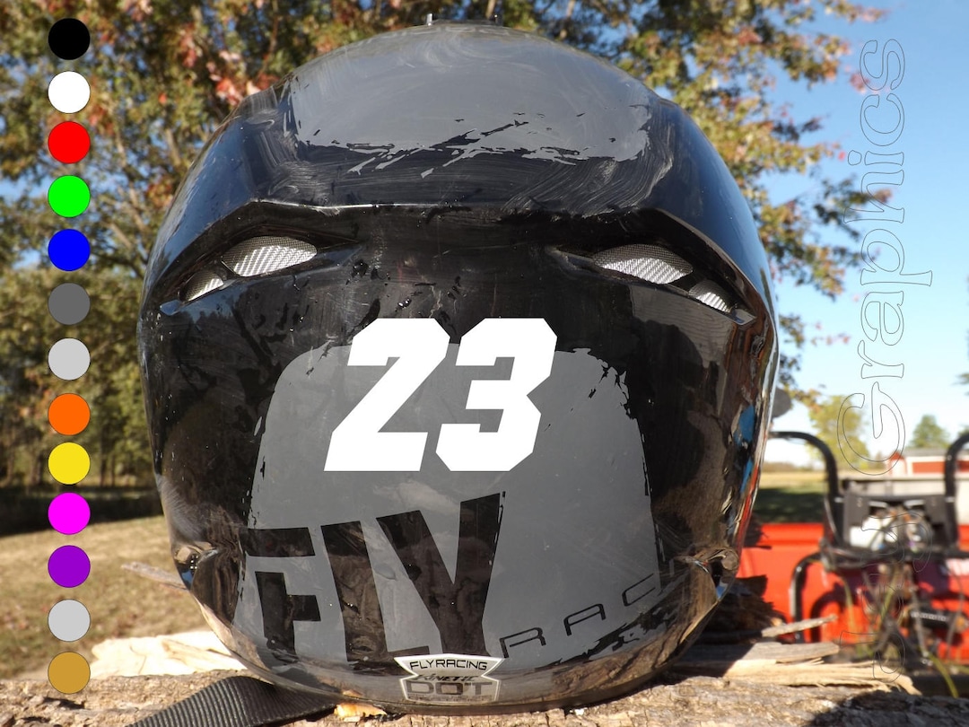 Pair ~ 2" Custom Helmet Number Stickers | Personalized # Vinyl Decal ...