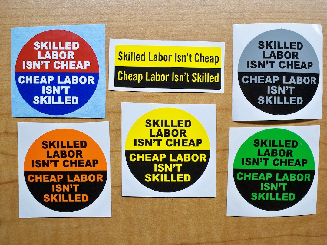 6-pack Funny Hard Hat Stickers | Skilled Labor Isnt Cheap Vinyl Decals ...