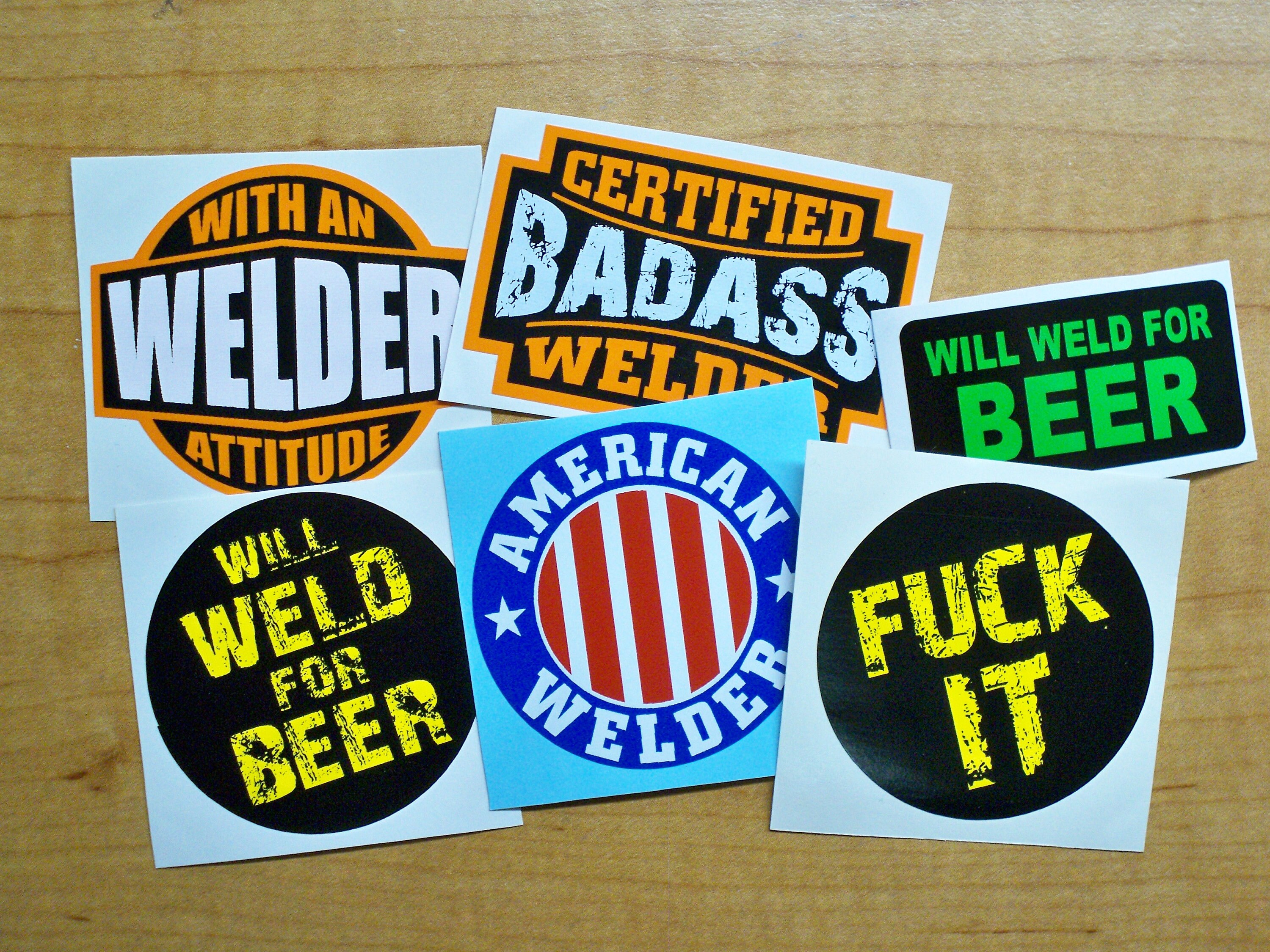 6-pack Funny Hard Hat Stickers | Welder Attitude Bad Ass Welder Weld ...