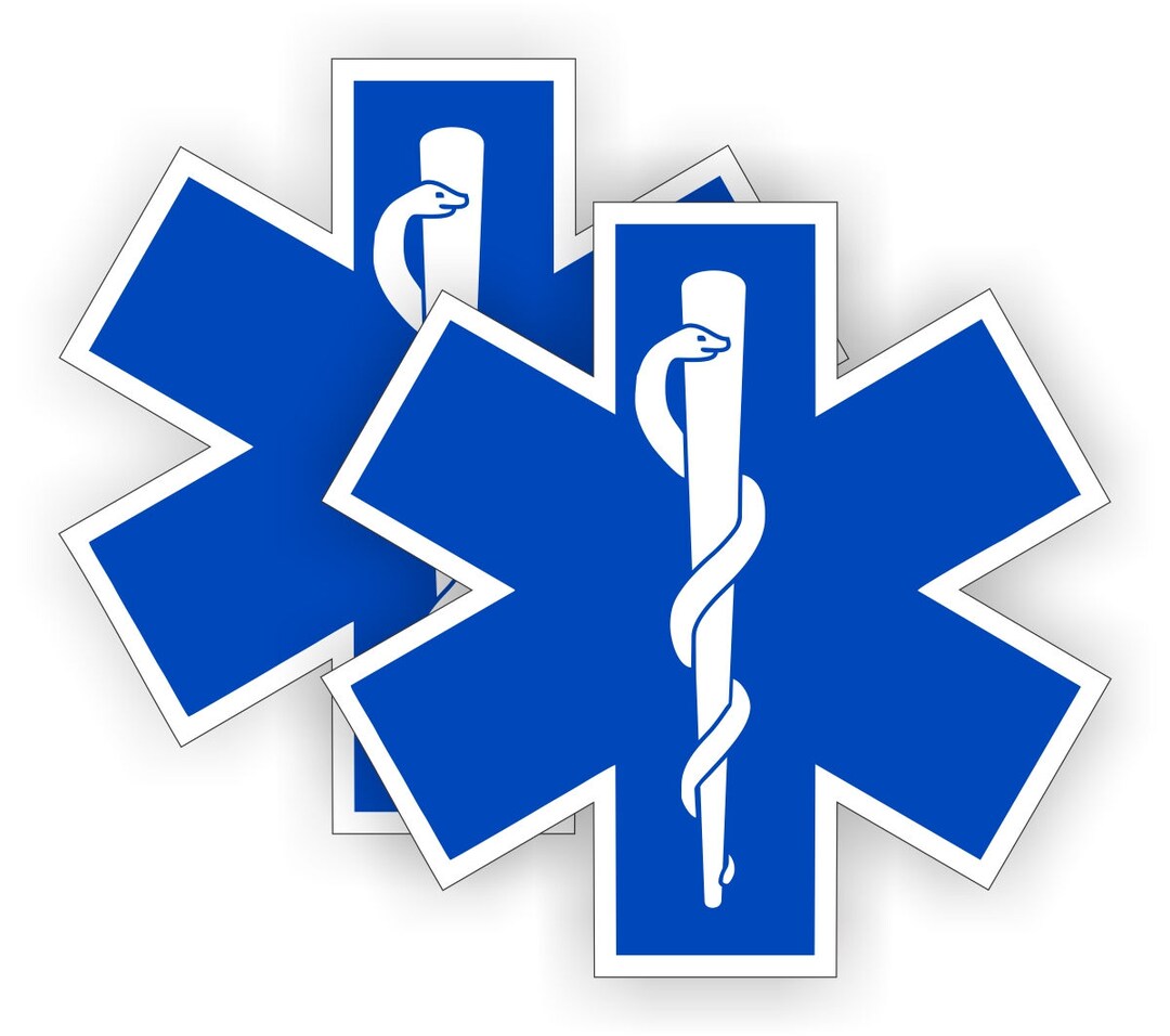 Pair Star of Life Hard Hat Stickers | Motorcycle Welding Helmet Decals ...