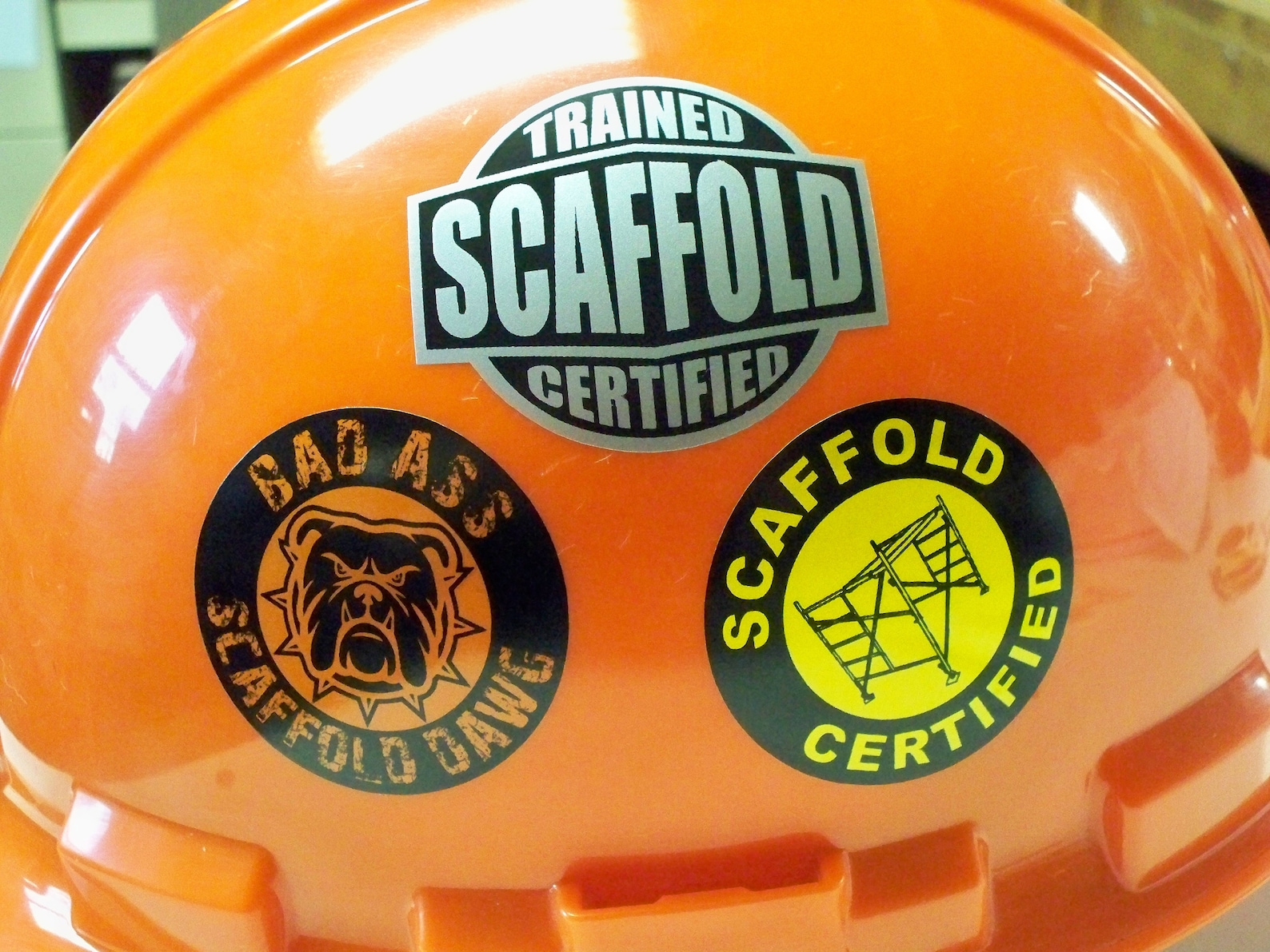 3 Hard Hat Stickers Scaffold Trained Certified Safety Harness Fall ...