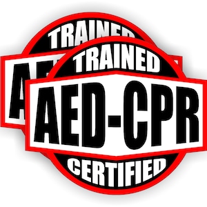 Pair AED-CPR Trained Certified Vinyl Hard Hat Helmet Stickers ...