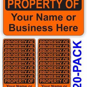 20-pack Custom Printed PROPERTY OF 1.5x3-inch Vinyl Stickers Decals ...