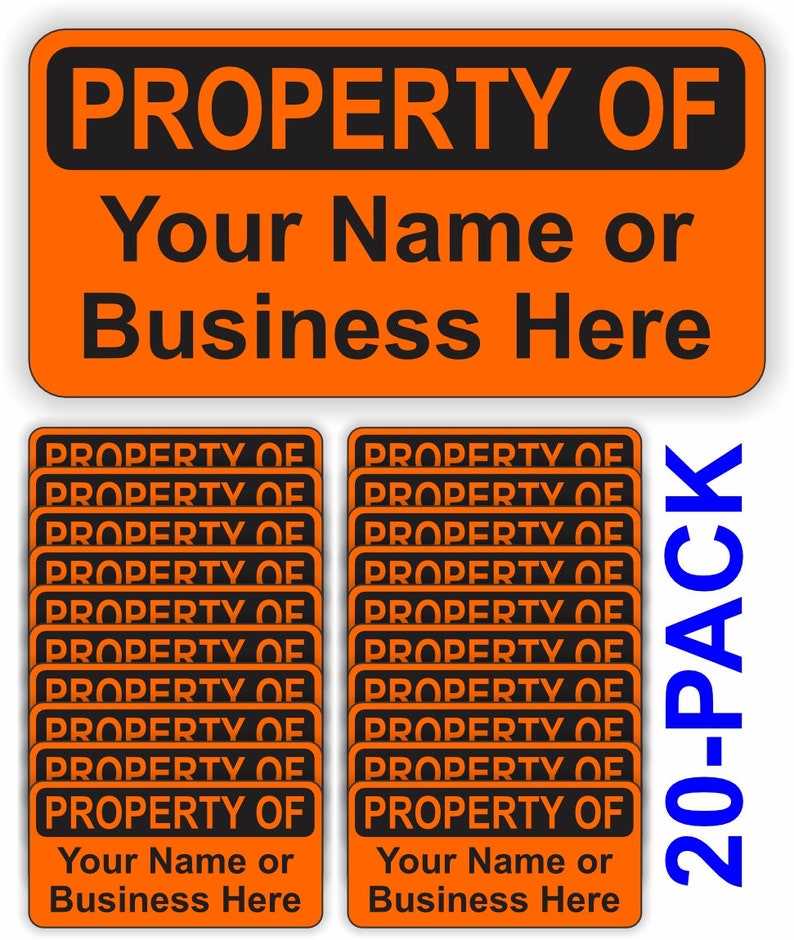 20-pack Custom Printed PROPERTY OF 1.5x3-inch Vinyl Stickers Decals ...