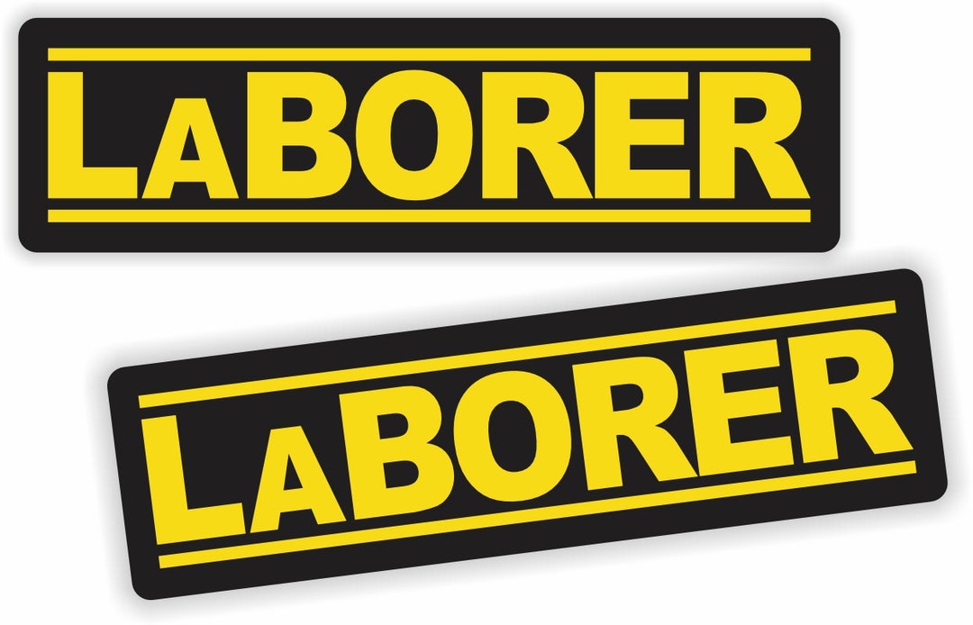 Pair - LABORER 1x3.5 Inch Funny Hard Hat Motorcycle Safety Welding ...