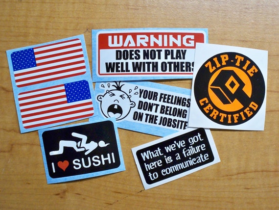 6-pack Funny Hard Hat Stickers American Flags Zip Tie | Etsy