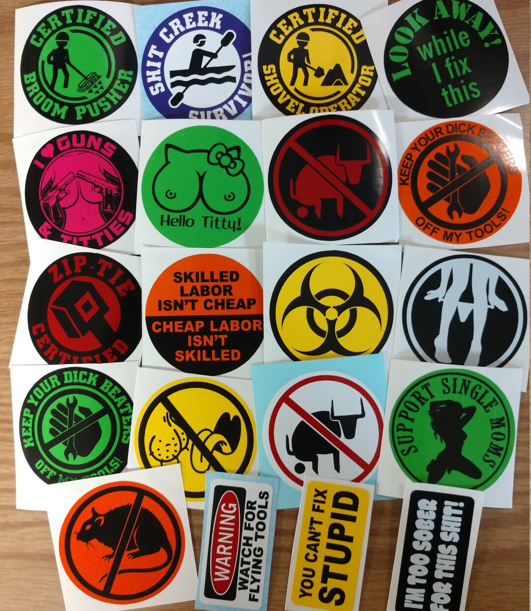 Sticker Pack #4 - Lot of 20 Funny Crazy Hard Hat Stickers \\ Safety ...