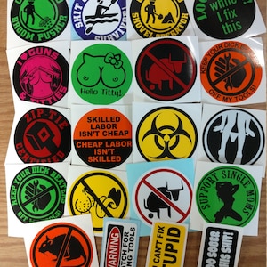 Sticker Pack #4 - Lot of 20 Funny Crazy Hard Hat Stickers \\ Safety ...