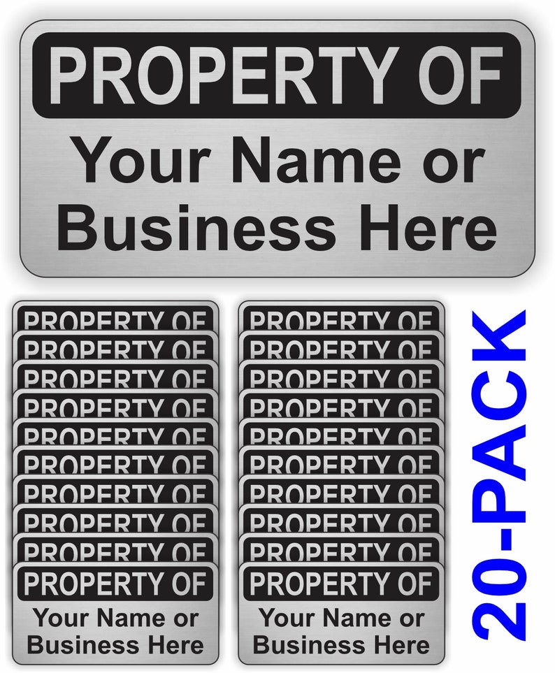 20-pack Custom Printed PROPERTY OF 1.5x3-inch Vinyl Stickers Decals ...