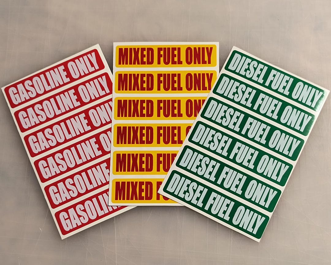 3 - 6packs - DIESEL Fuel Only | MIXED Fuel Only | GASOLINE Only Vinyl ...