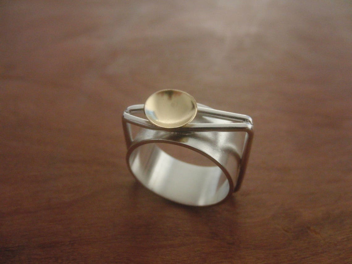 Statement Ring Gold 19.2k Sterling Silver Ring Handmade Ring Gold and ...