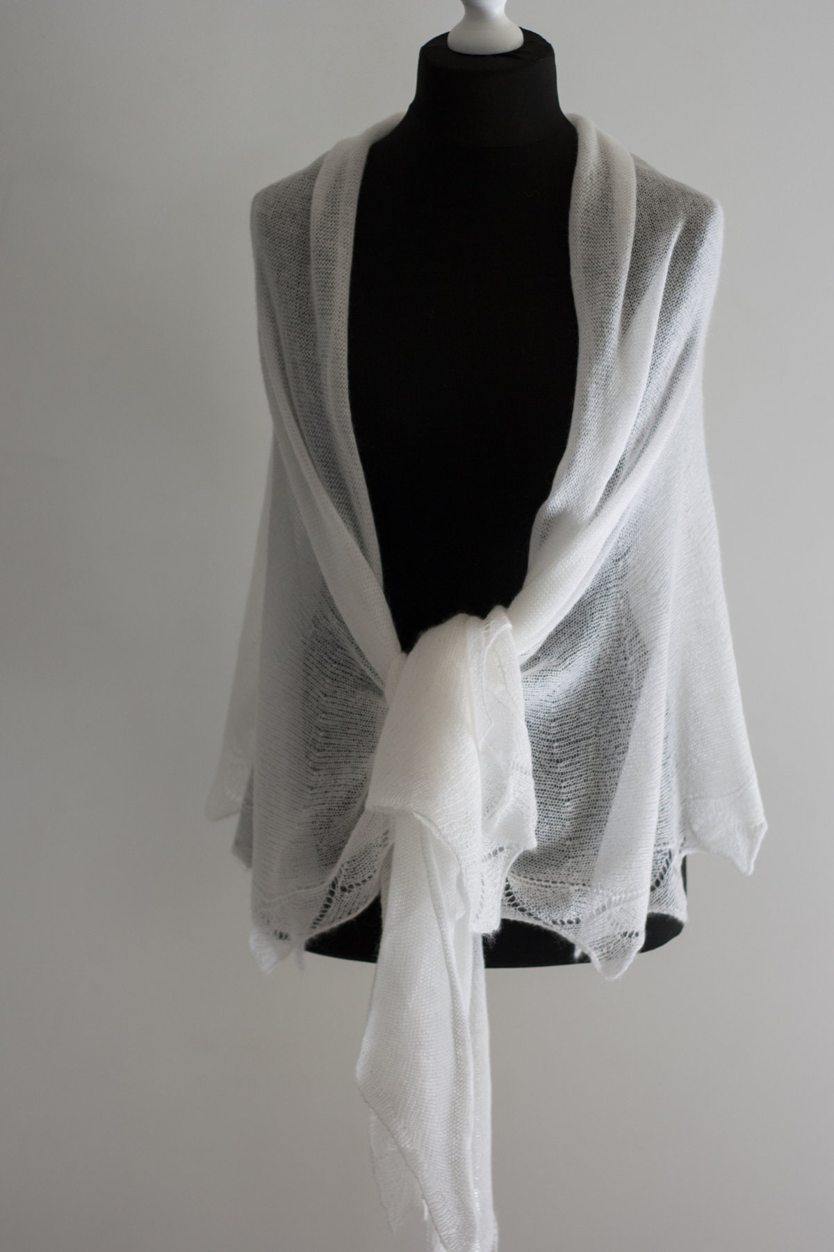 White Knit Bridal Shawl/wedding Shawl/lace Wedding - Etsy