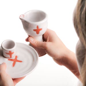 Portable Ceramic Communion Set - Natural Clay Cross Small Group Set - Etsy