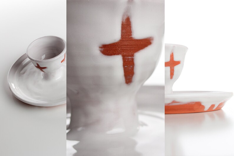Ceramic One-handed Communion Set - Natural Clay Cross - Etsy