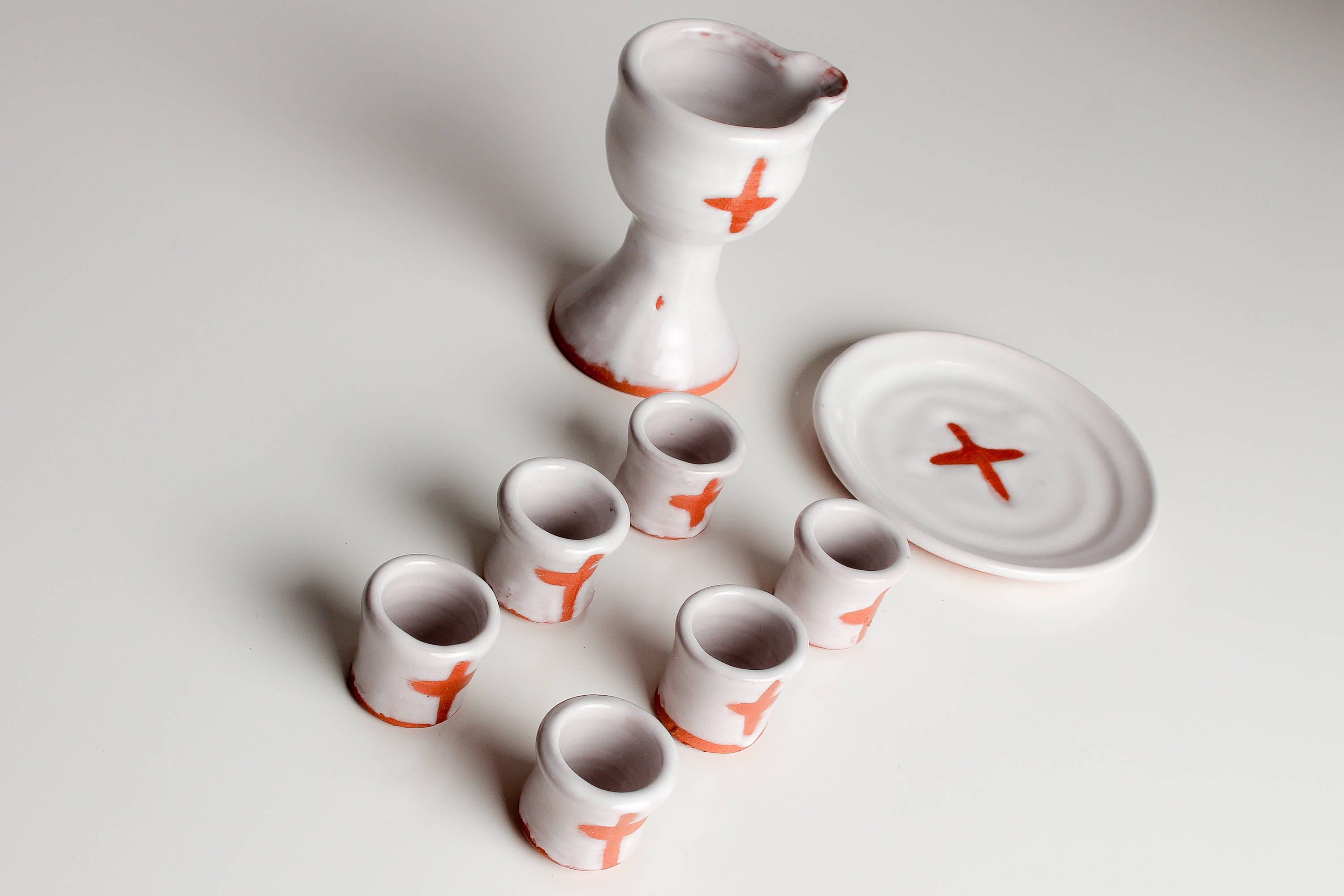 Portable Ceramic Communion Set Natural Clay Cross Small Group Set - Etsy