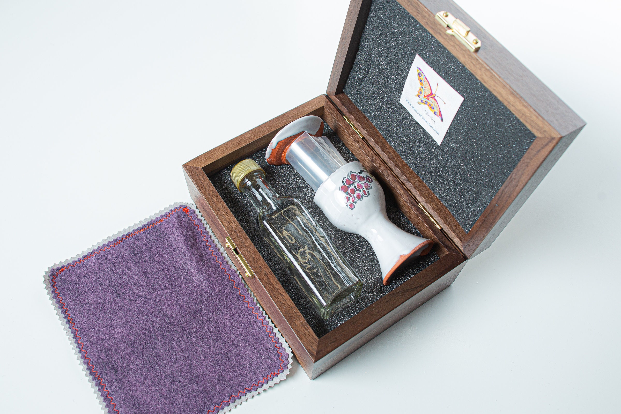 Portable Ceramic Communion Set - Grapes and Wheat Visitation Set - Etsy