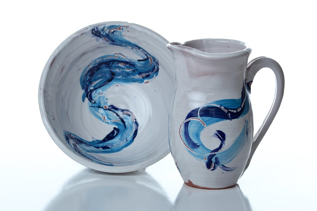 Ceramic Baptismal Bowl and Pitcher - Etsy