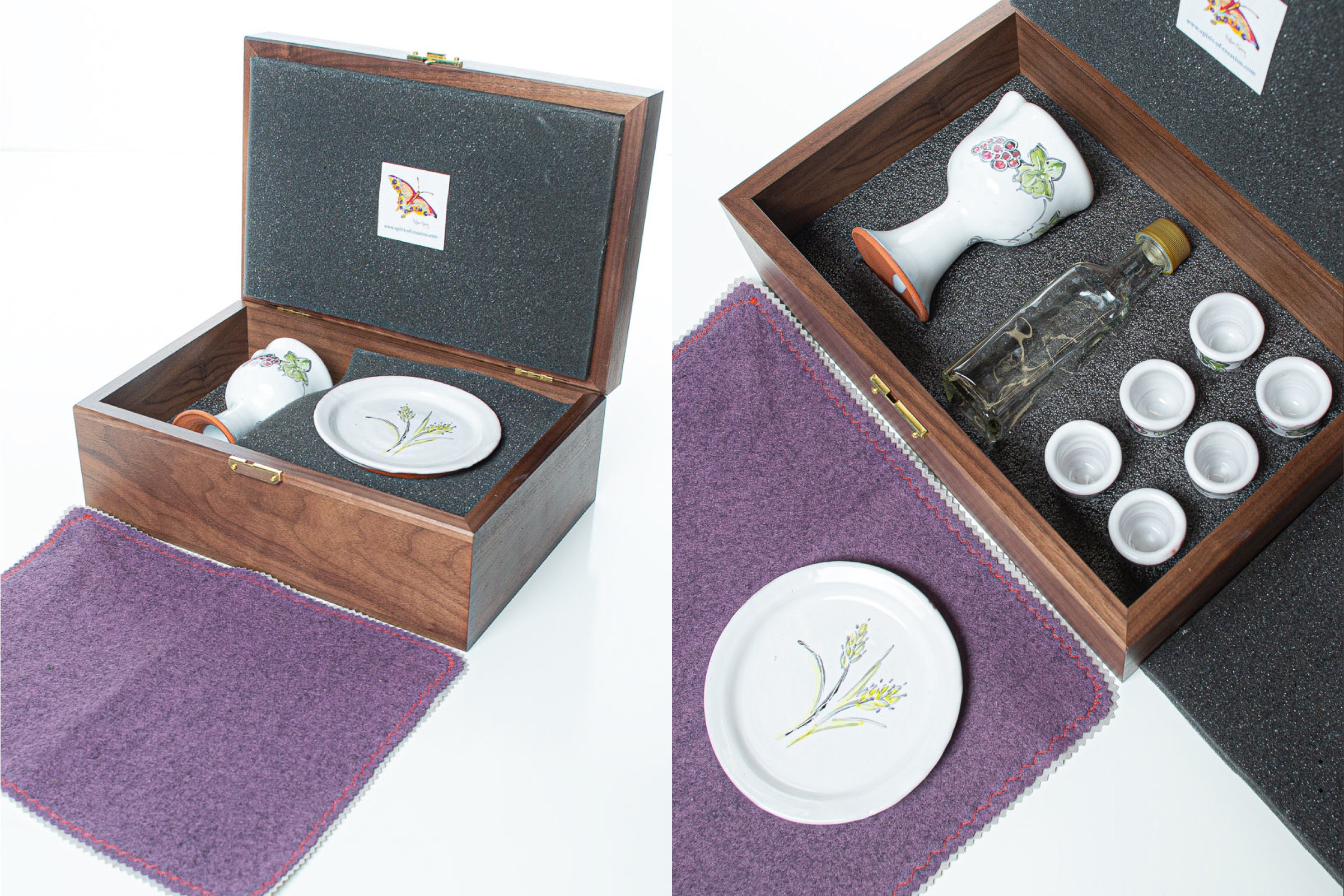 Portable Ceramic Communion Set Grapes and Wheat Small Group Set - Etsy