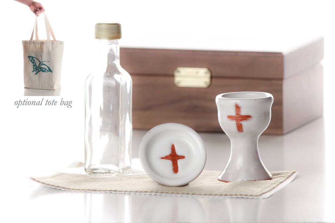 Portable Ceramic Communion Set Natural Clay Cross Visitation Set - Etsy