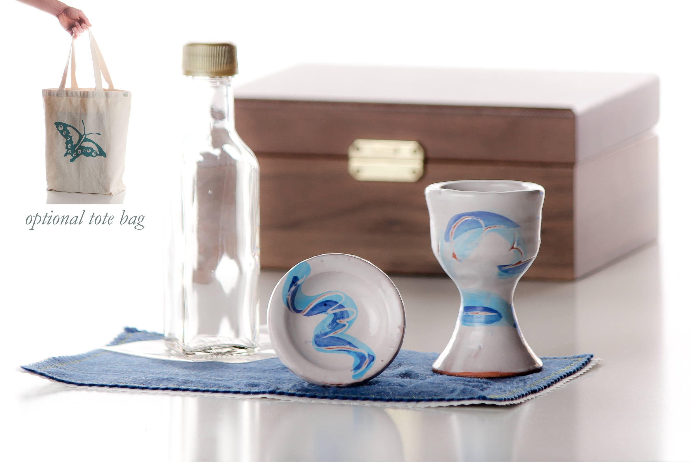 Portable Ceramic Communion Set - Blue Waters Visitation Set - Etsy