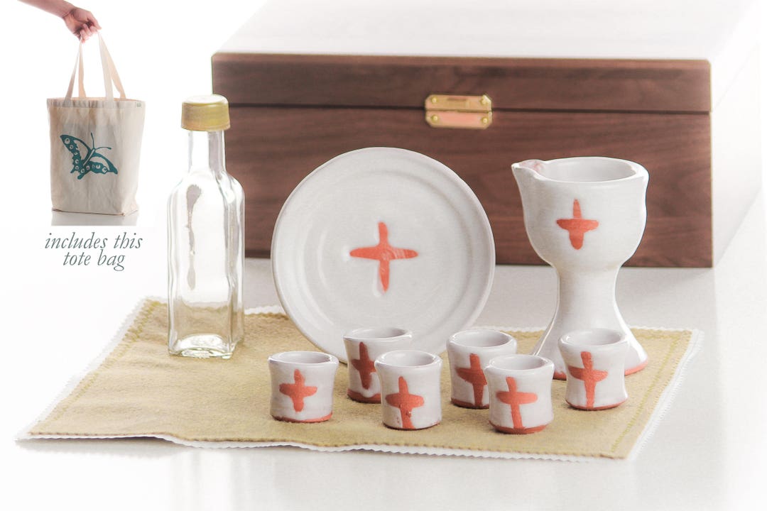Portable Ceramic Communion Set - Natural Clay Cross Small Group Set - Etsy