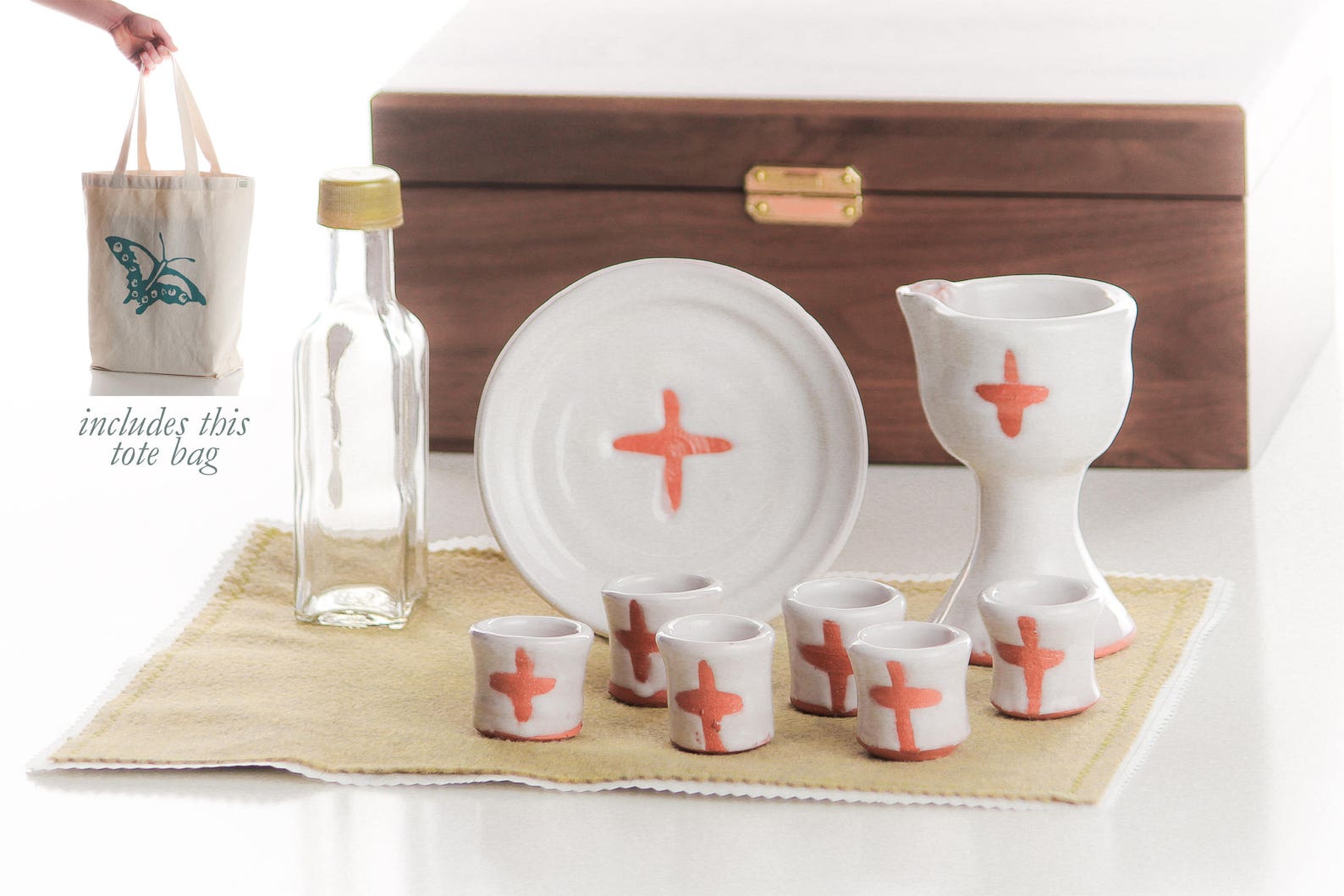 Portable Ceramic Communion Set - Natural Clay Cross Small Group Set - Etsy