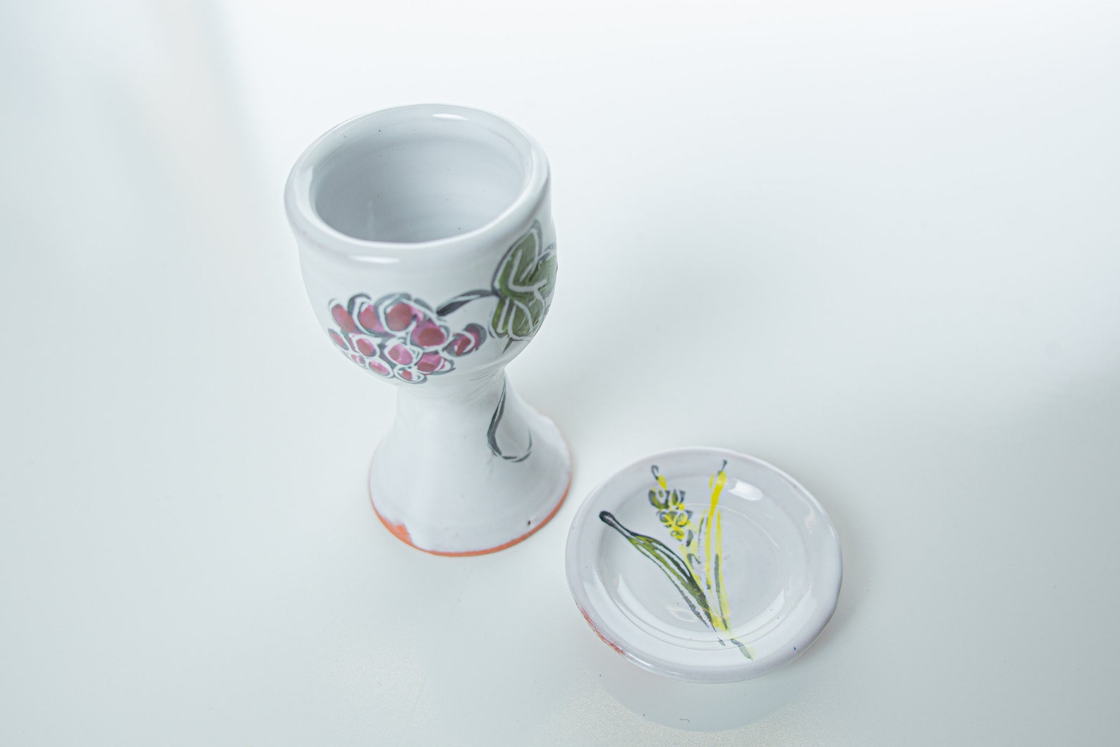 Portable Ceramic Communion Set Grapes and Wheat Visitation Set - Etsy