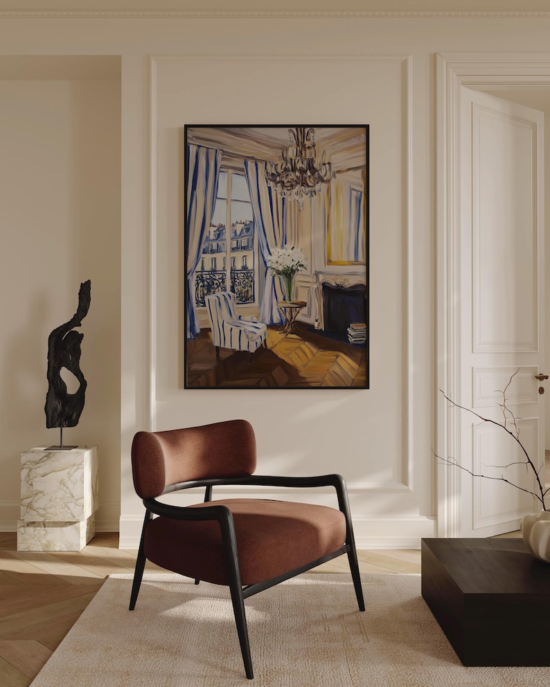 French Interior Art | Paris Apartment Salon Impasto Wall Print (digital ...