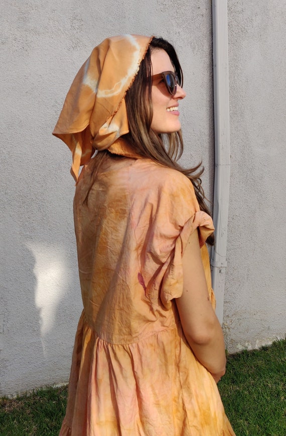 Silk Triangle Scarf Botanical Tie Dye Hand Dyed Head Scarf - Etsy
