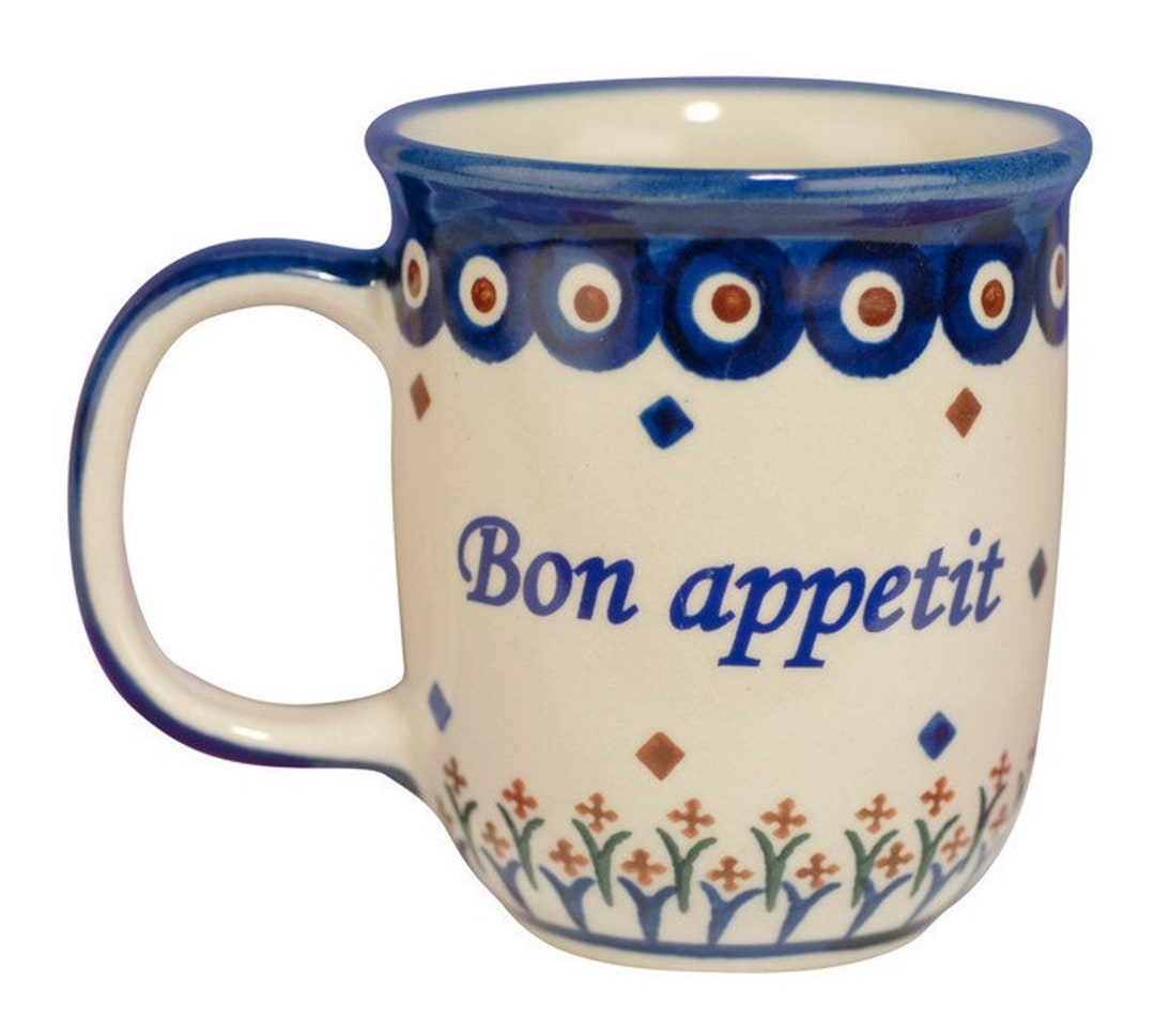 Polish Pottery - Bilingual Mug With Word SMACZNEGO on One Side and BON ...
