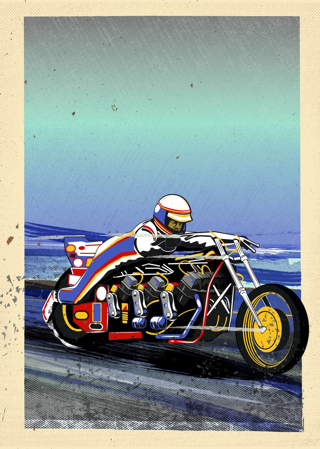 Drag Racer Americana Motorcycle Motorbike A3 Poster on Card - Etsy