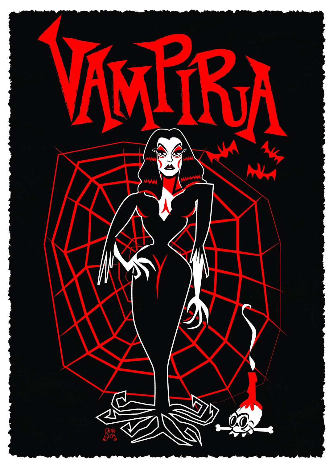 Vampira A3 Limited Edition Horror Art Print by Chris Sick - Etsy
