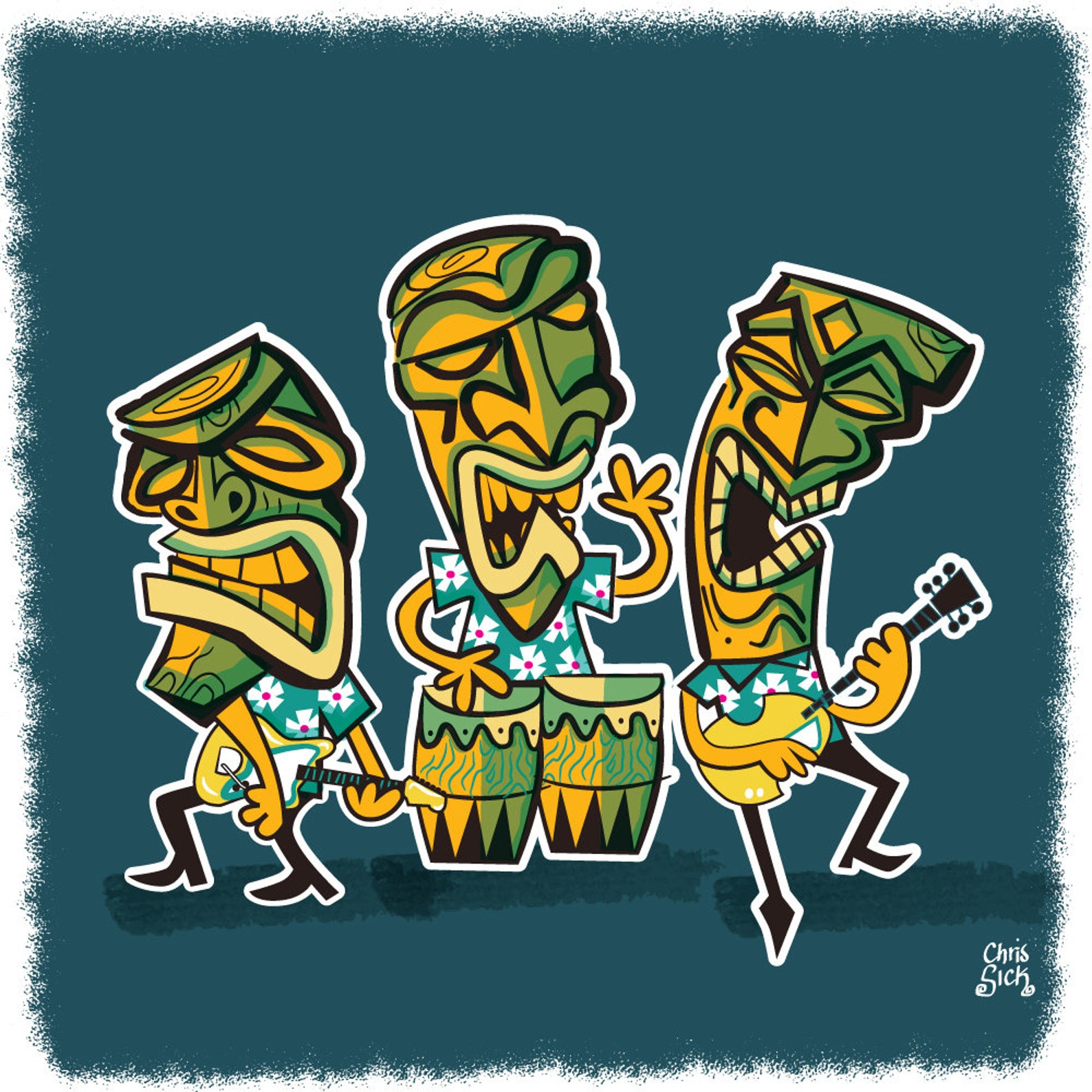 Buy Tiki Band Print by Chris Sick Online in India - Etsy