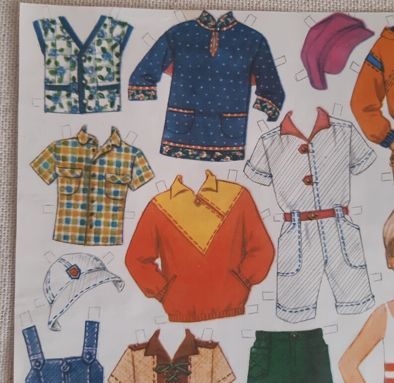 Printable Paper Doll Boy & Outfits / Clothes, Vintage 70s Paper Doll ...