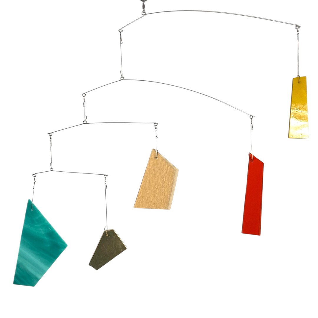 Mobile Kinetic Glass Suspension Sculpture Abstract Minimalist ...